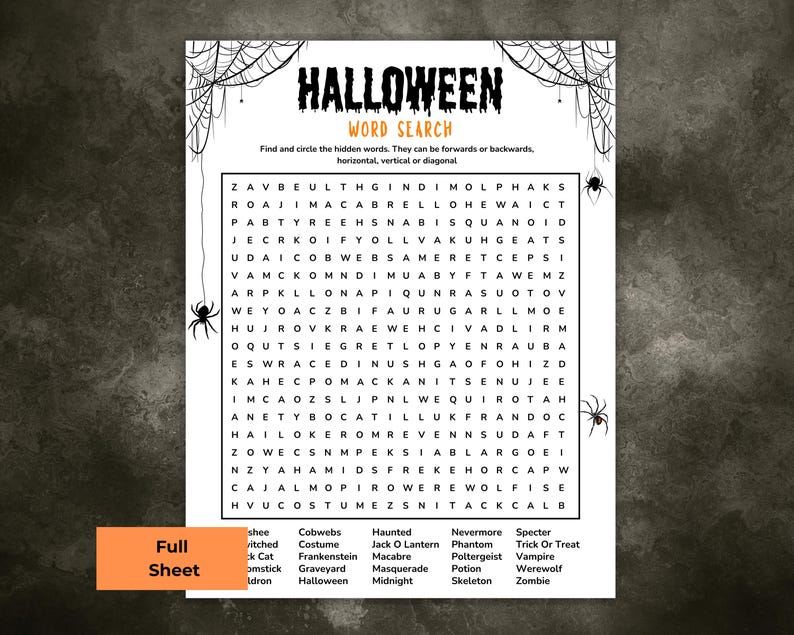 Halloween Word Search Printable for Adults, Sip and Solve, Word Find ...
