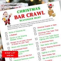 Christmas Bar Crawl Games, Printable Bar Hopping Games for a Holiday ...