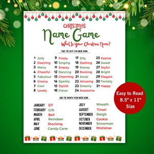Christmas What's Your Name Game With Name Tags for Both Names Plus a ...