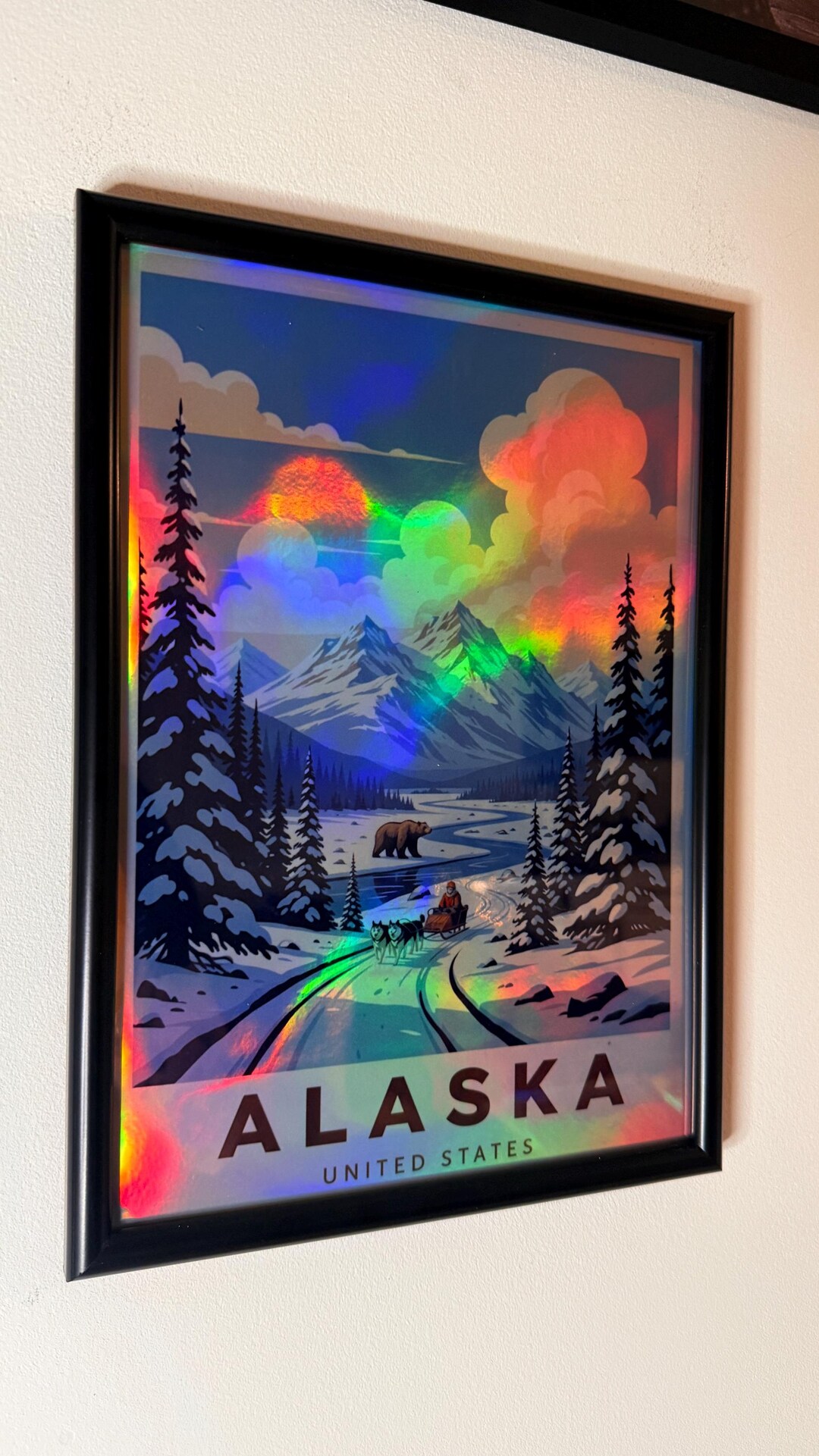 Alaska Vintage Travel Poster A4 Retro Landscape Print, Mountain Winter ...