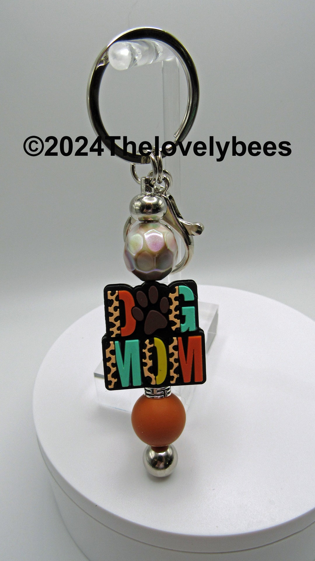 Metal Beaded Keychain With Dg Mom Focal Bead. - Etsy