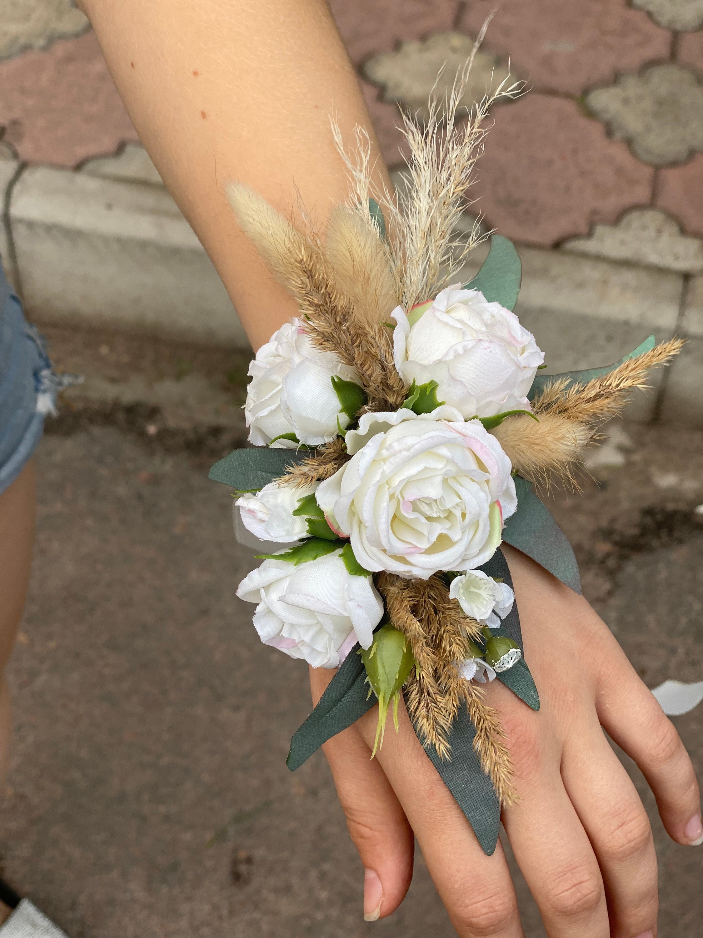 Classic White Roses Boutonniere, Faux Flower Boutonniere, Cream Corsage ...