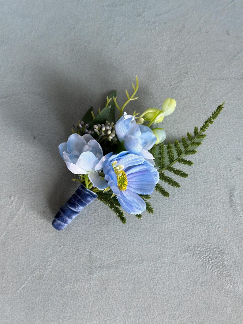 Elegant Blue Boutonniere, Sky Blue Wedding Boutonniere, Unique Bridal ...