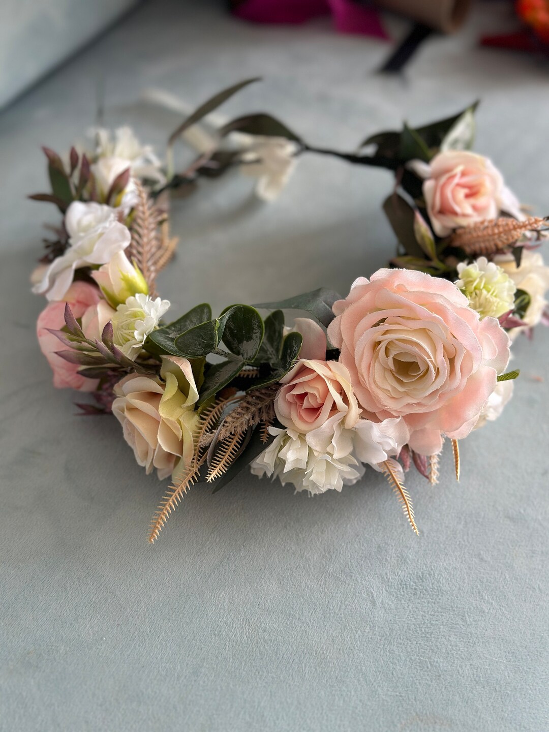 Blush Pink Flower Crown, Light Pink Flower Girl Crown, Boho Wedding ...