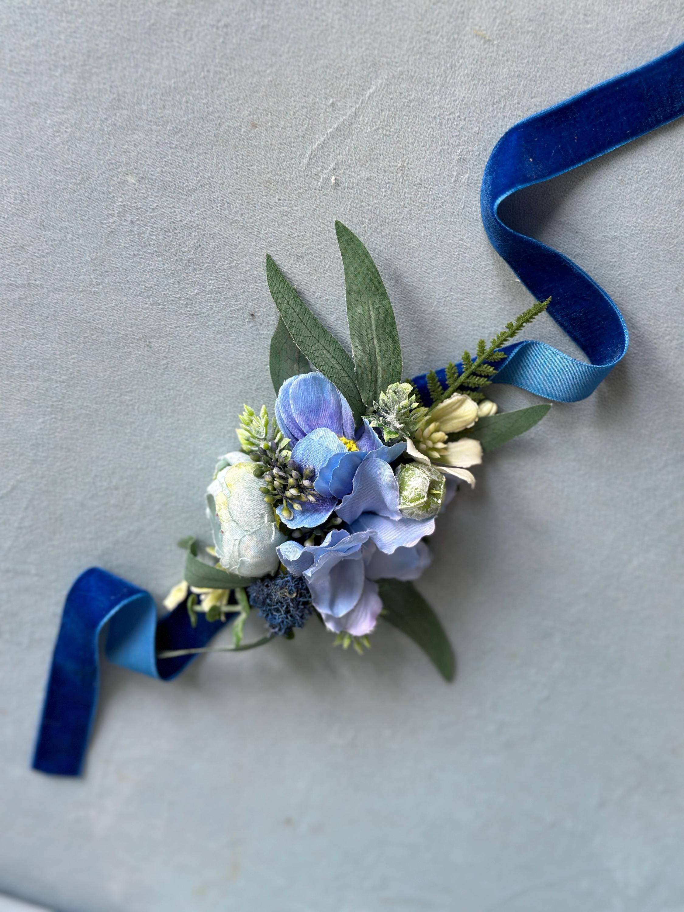 Bohemian Wildflower Pocket Boutonniere, Blue Groom Boutonniere ...