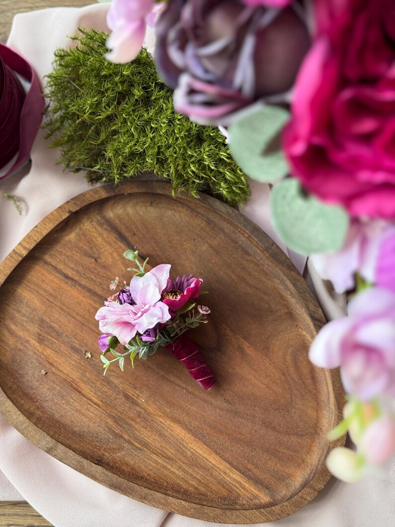 Bright Pocket Boutonniere, Spring Groom Boutonniere, Fuchsia Floral ...