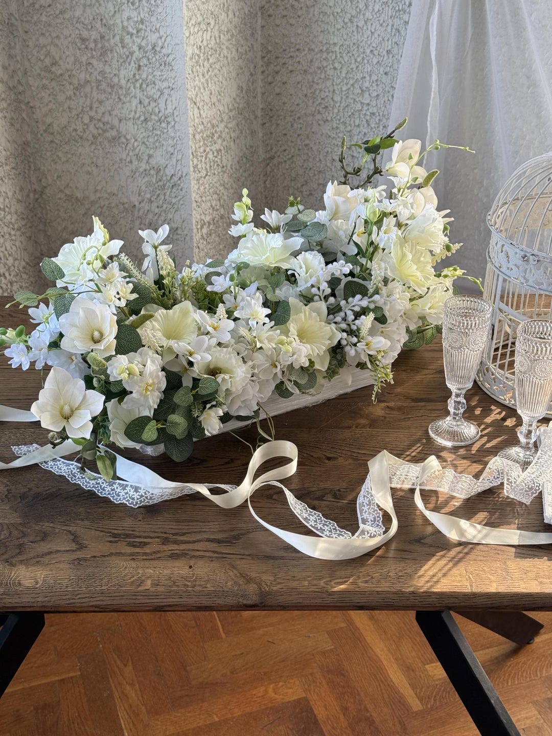Spring Floral Table Centerpiece, Hydrangea, Orchid, Magnolia, Daffodil ...