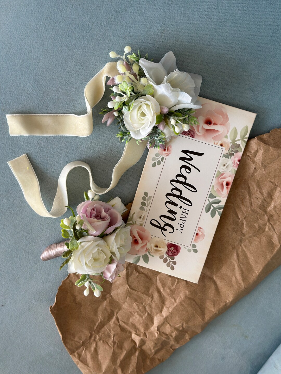 Unique Flower Wrist Corsage, Boutonniere and Wrist Corsage Set, Wedding ...