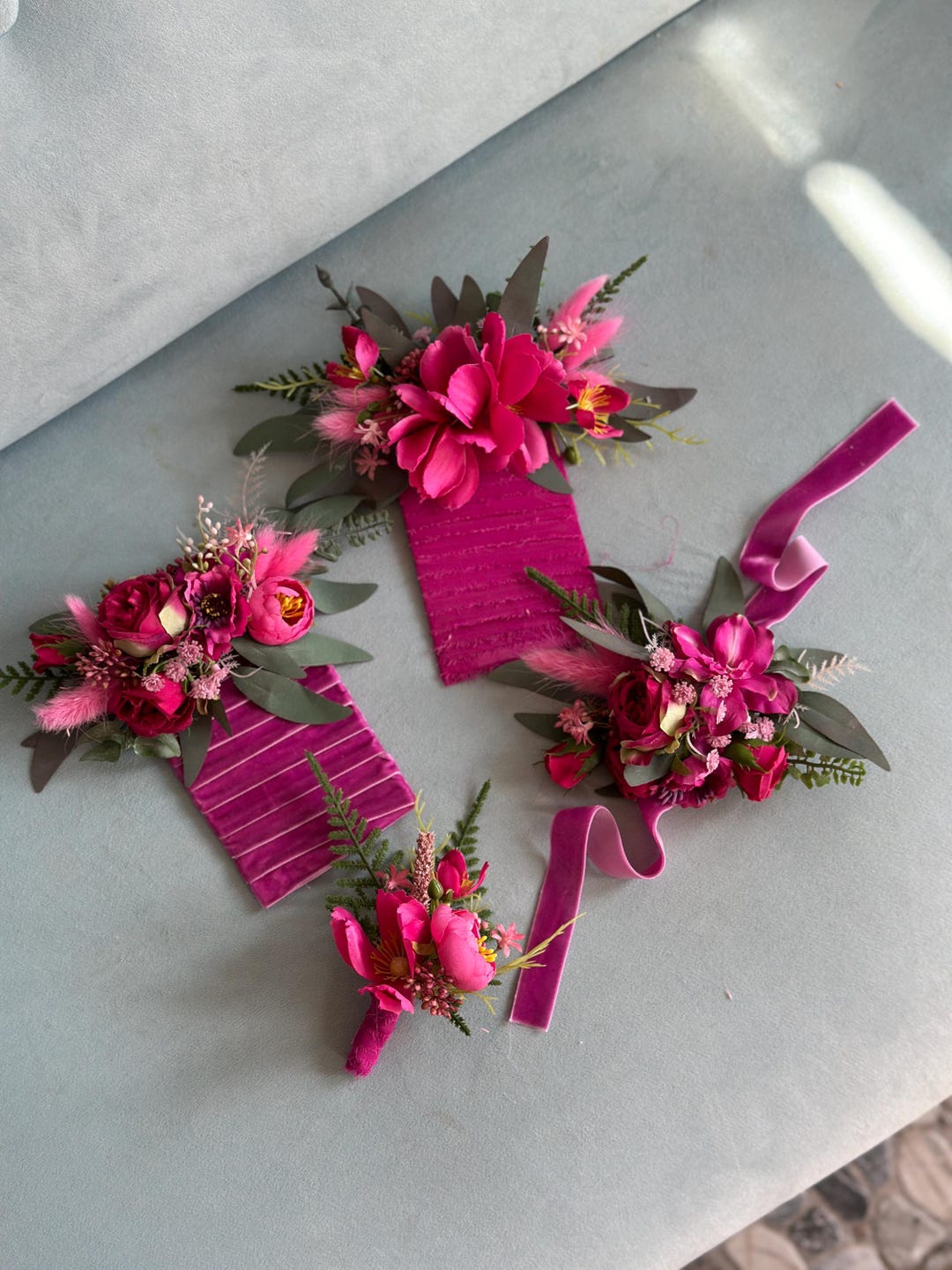 Fuchsia Pocket Boutonniere, Groomsmen Boutonniere, Summer Wedding ...