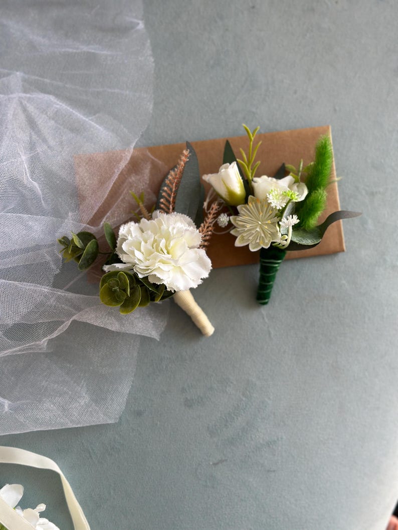 Elegant Carnation Boutonniere for Men, Minimalist Ivory Accessories for ...