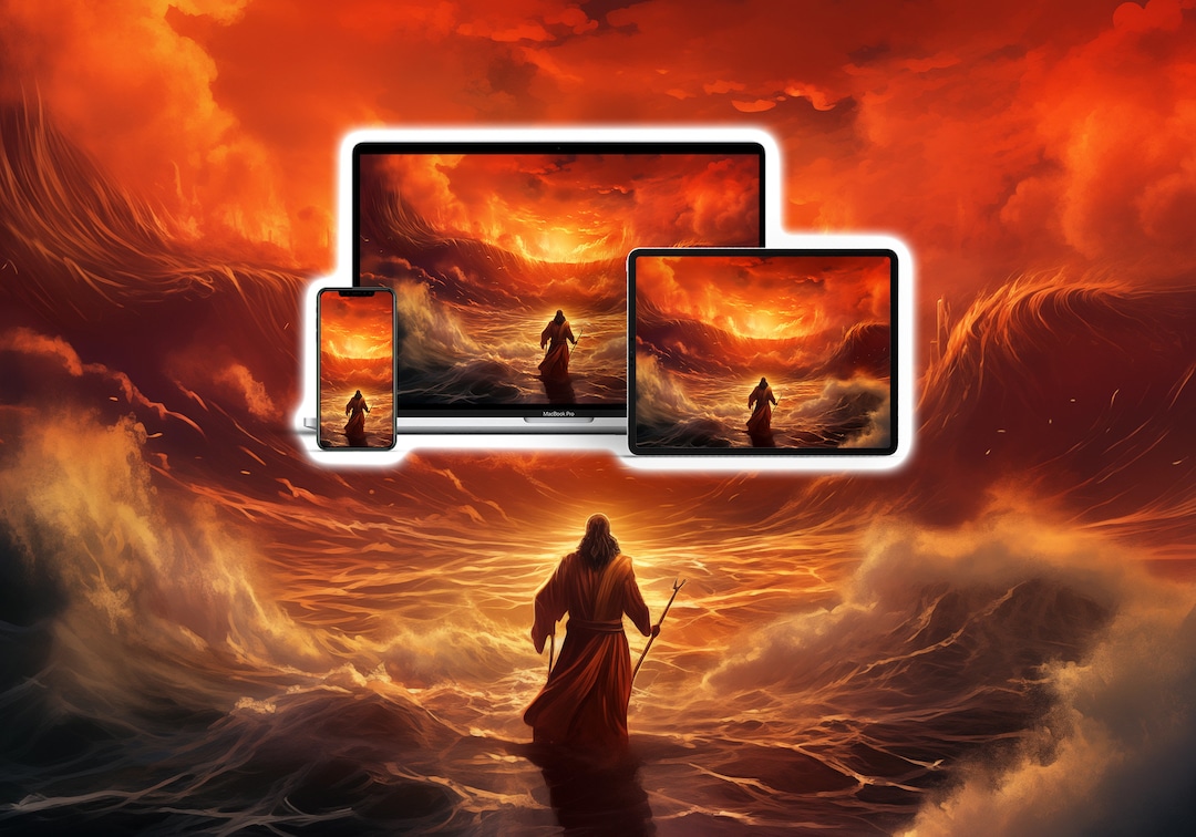 MOSES & the RED SEA / Exodus 14v21 / 4K Digital Wallpaper for Phone ...