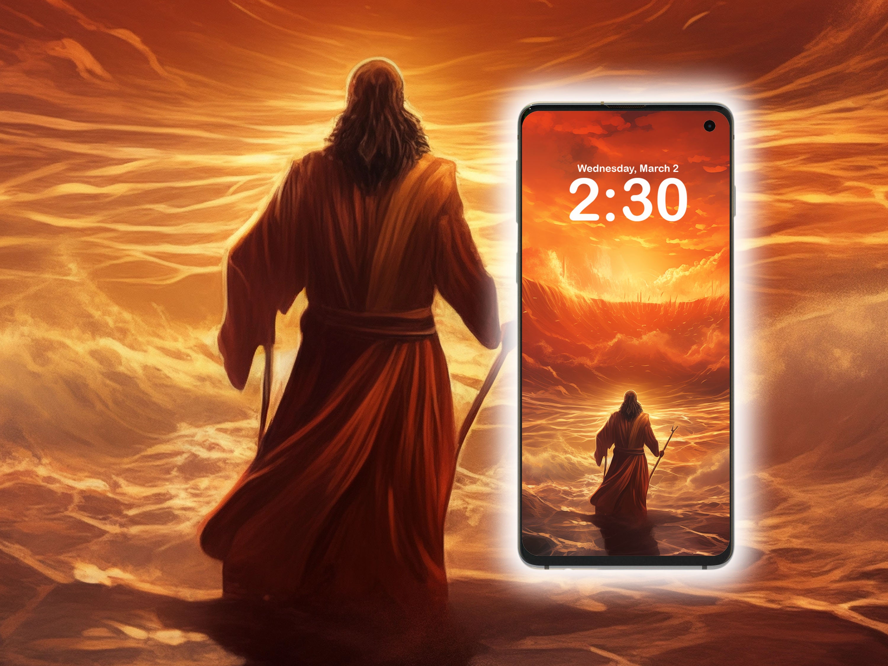 MOSES & the RED SEA / Exodus 14v21 / 4K Digital Wallpaper for Phone ...