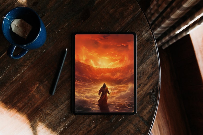 MOSES & the RED SEA / Exodus 14v21 / 4K Digital Wallpaper for Phone ...