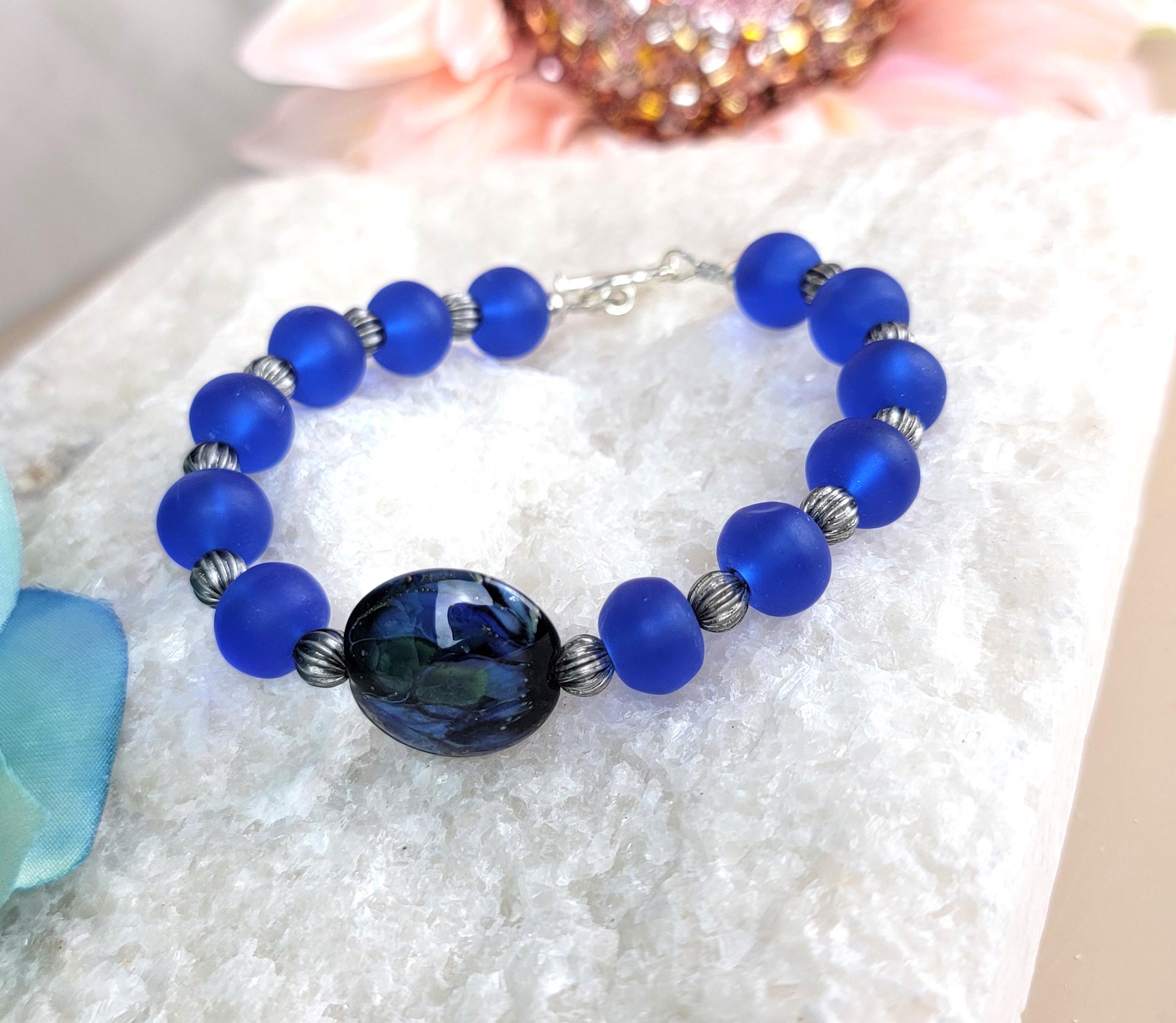Monochromatic Blue Bracelet, Royal Blue Bracelet, Bright Blue, Art ...