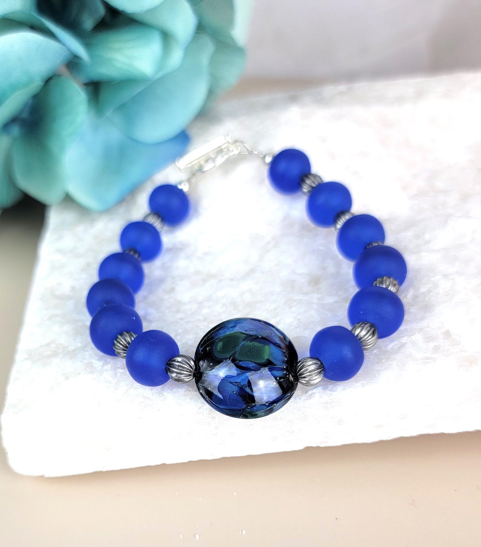 Monochromatic Blue Bracelet, Royal Blue Bracelet, Bright Blue, Art ...