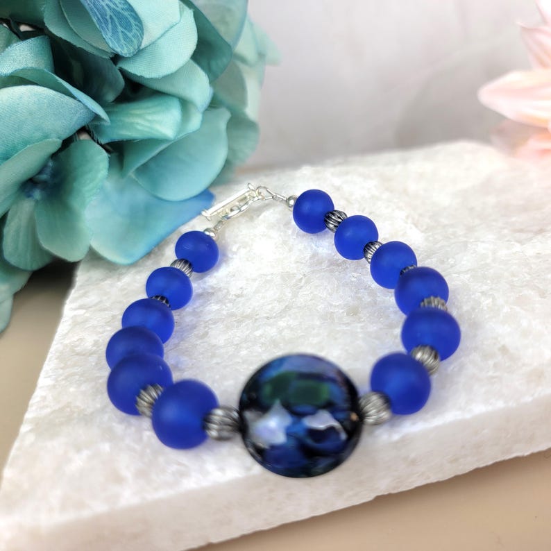 Monochromatic Blue Bracelet, Royal Blue Bracelet, Bright Blue, Art ...
