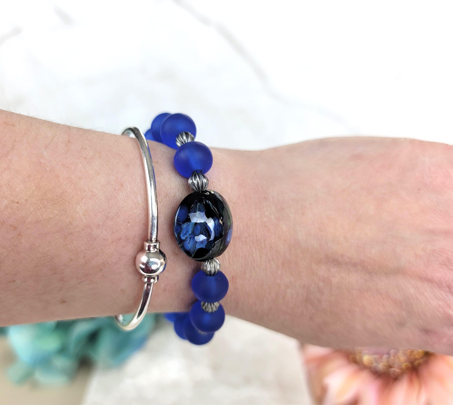 Monochromatic Blue Bracelet, Royal Blue Bracelet, Bright Blue, Art ...
