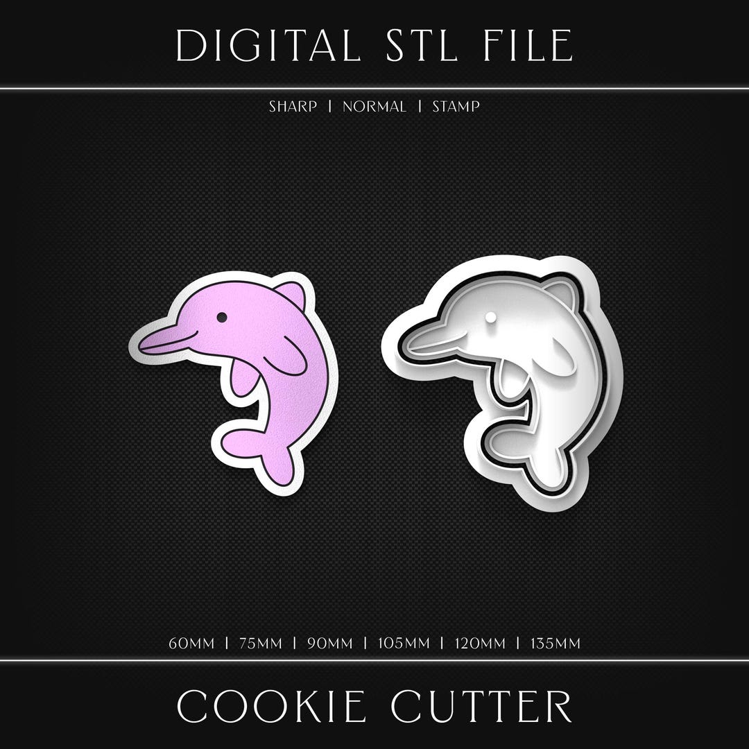 Dolphin Cookie Clay Cutter Animals Cookie Cutters 6 Sizes Digital STL ...