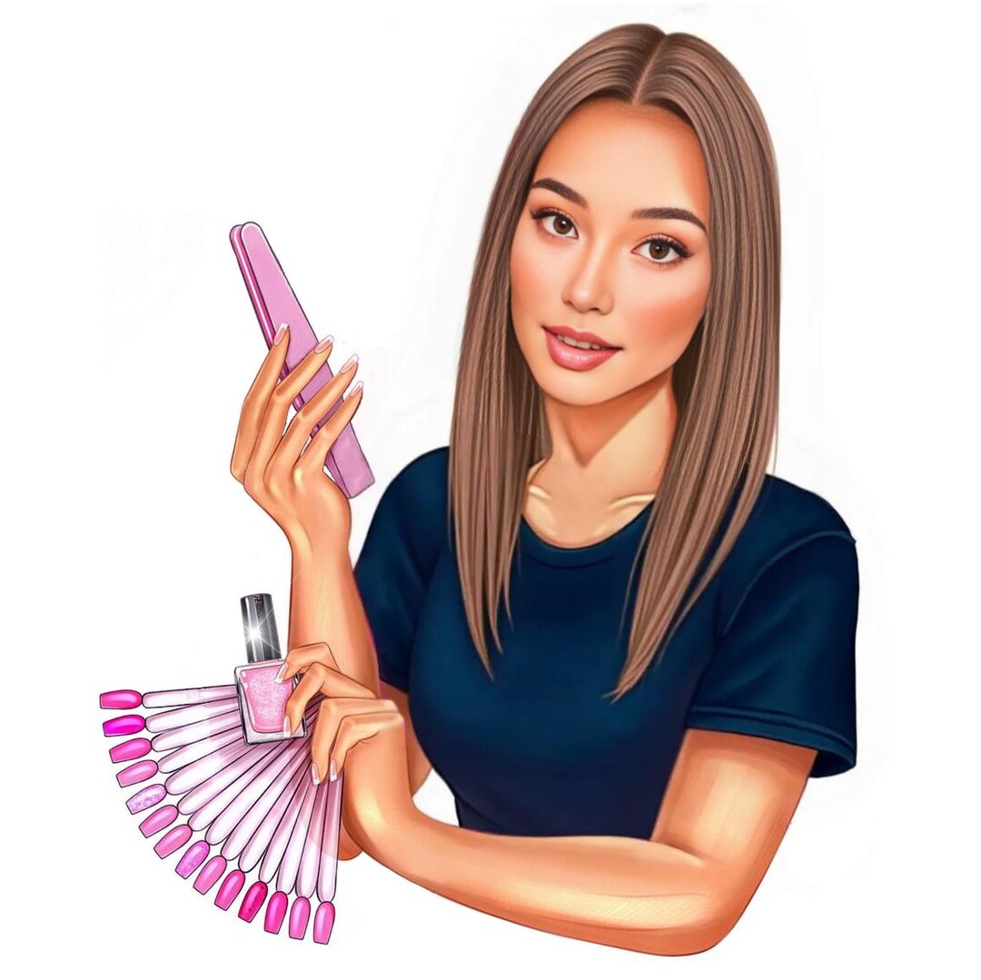 Modern Nail Cartoon Logo | Minimal Chic Logo for Nail Artists, Nail ...