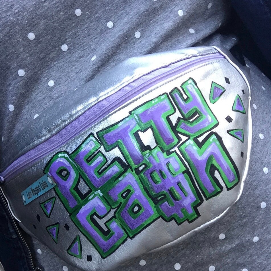 Metallic Silver Petty Cash Fanny Pack Handpainted | Etsy