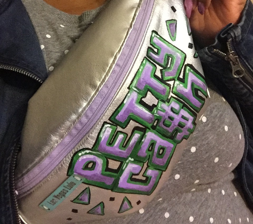 Metallic Silver Petty Cash Fanny Pack Handpainted | Etsy