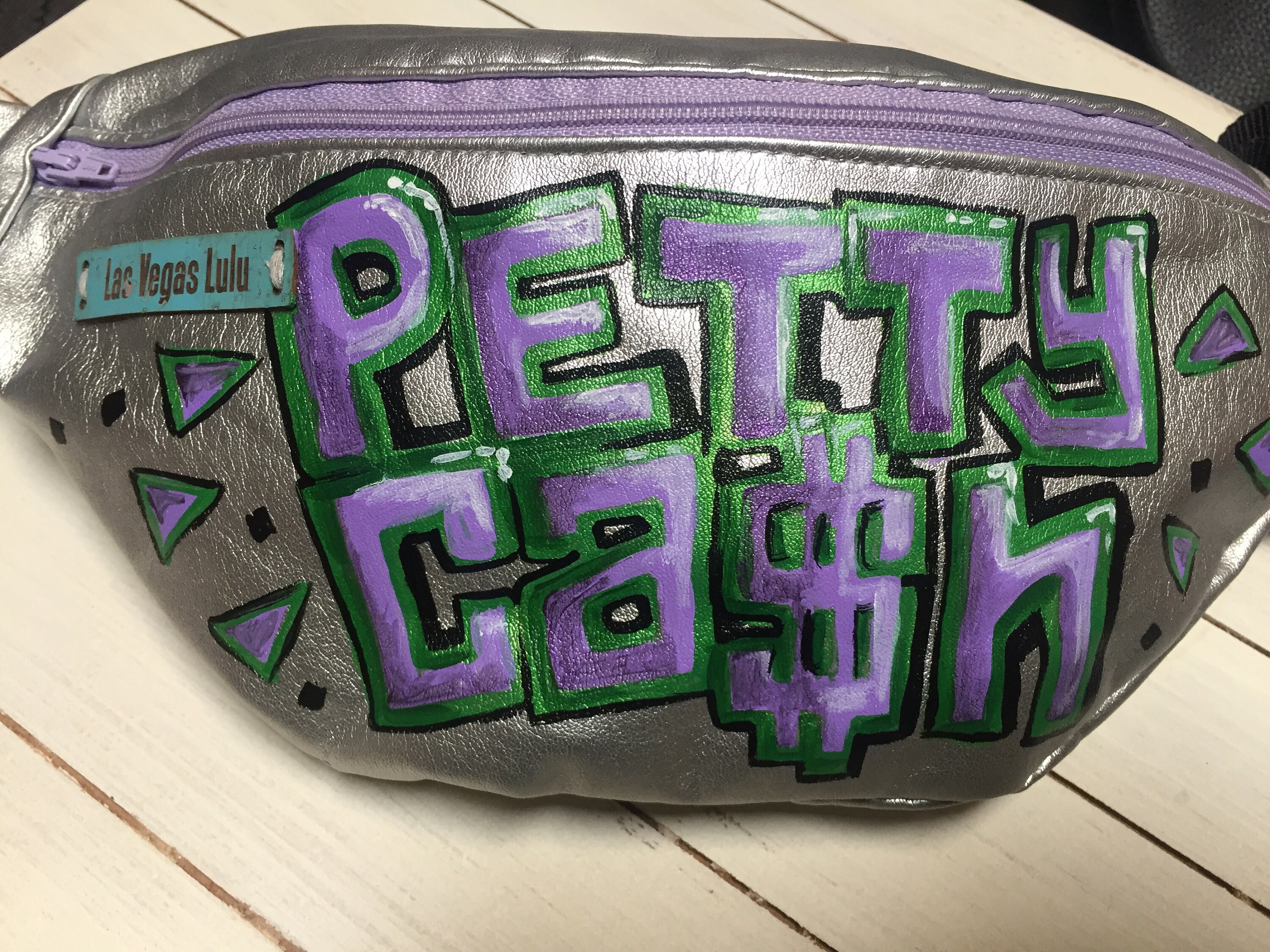 Metallic Silver Petty Cash Fanny Pack Handpainted | Etsy