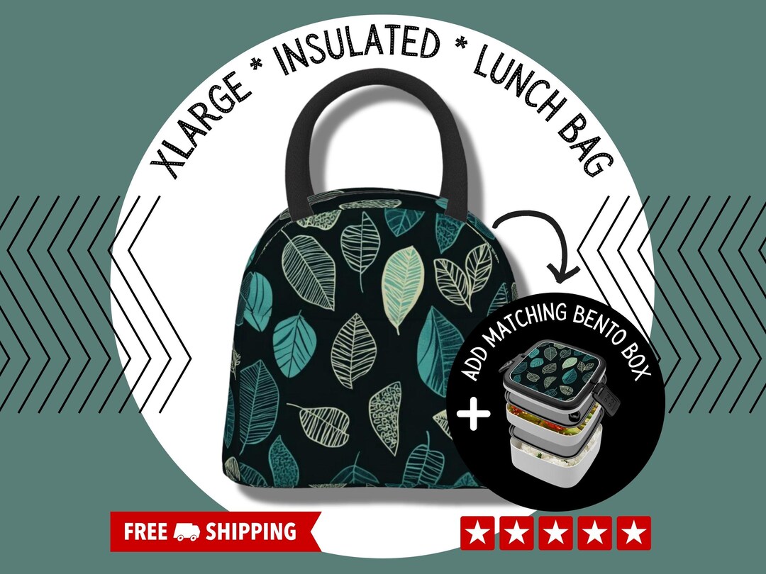 Insulated Lunch Bag, Cute Lunch Bag for Women and Adults, Large Leaf ...
