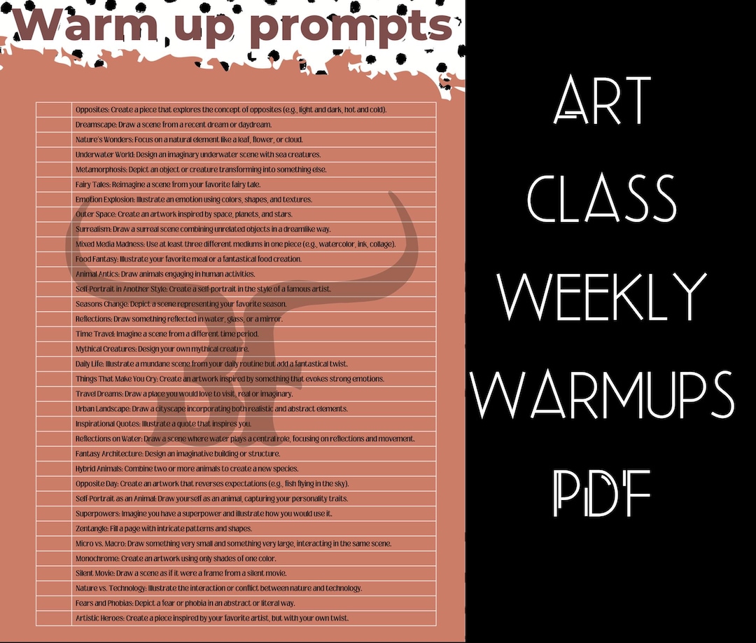Year-long Art Warm-up Prompts High School Art Class Daily Activities ...