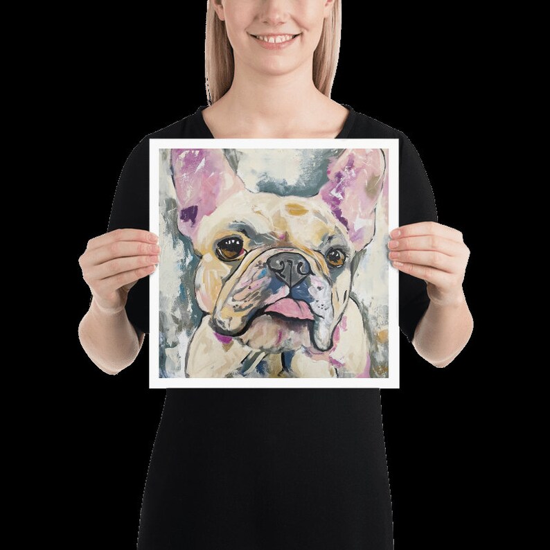 French Bulldog Poster. Cute Frenchie for Dog Lovers. Artist Julie ...