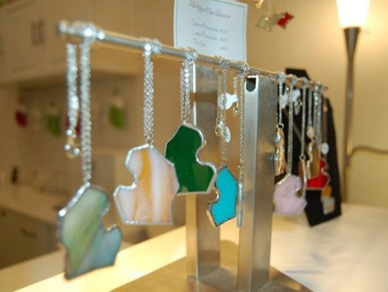 Michigan Necklace Colored Stained Glass Lower Peninsula - Etsy