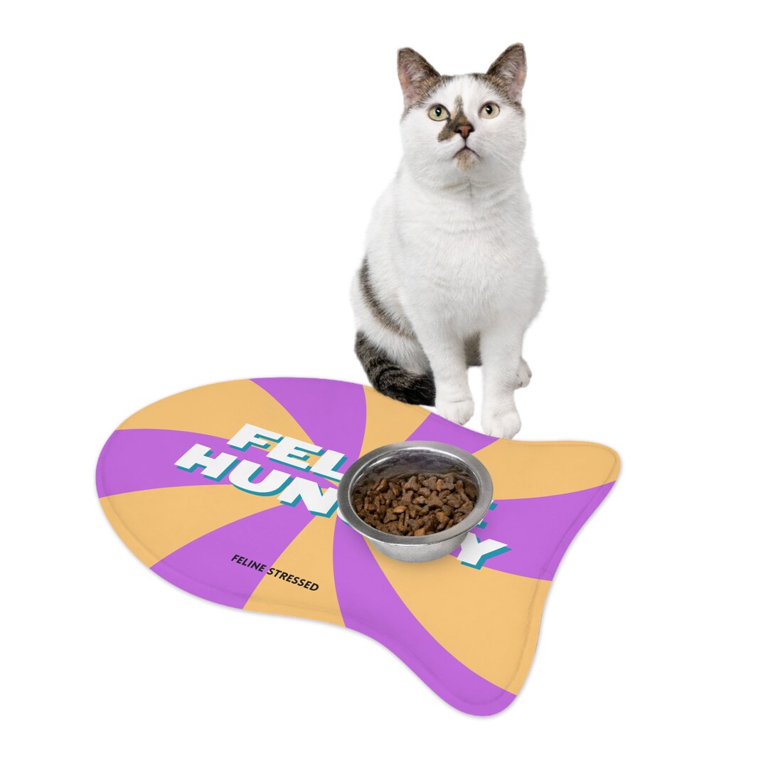 Feline Hungry Fish-shaped Pet Food Feeding Mat Retro Style Non-slip Silicone Cat Lover Gift - Etsy