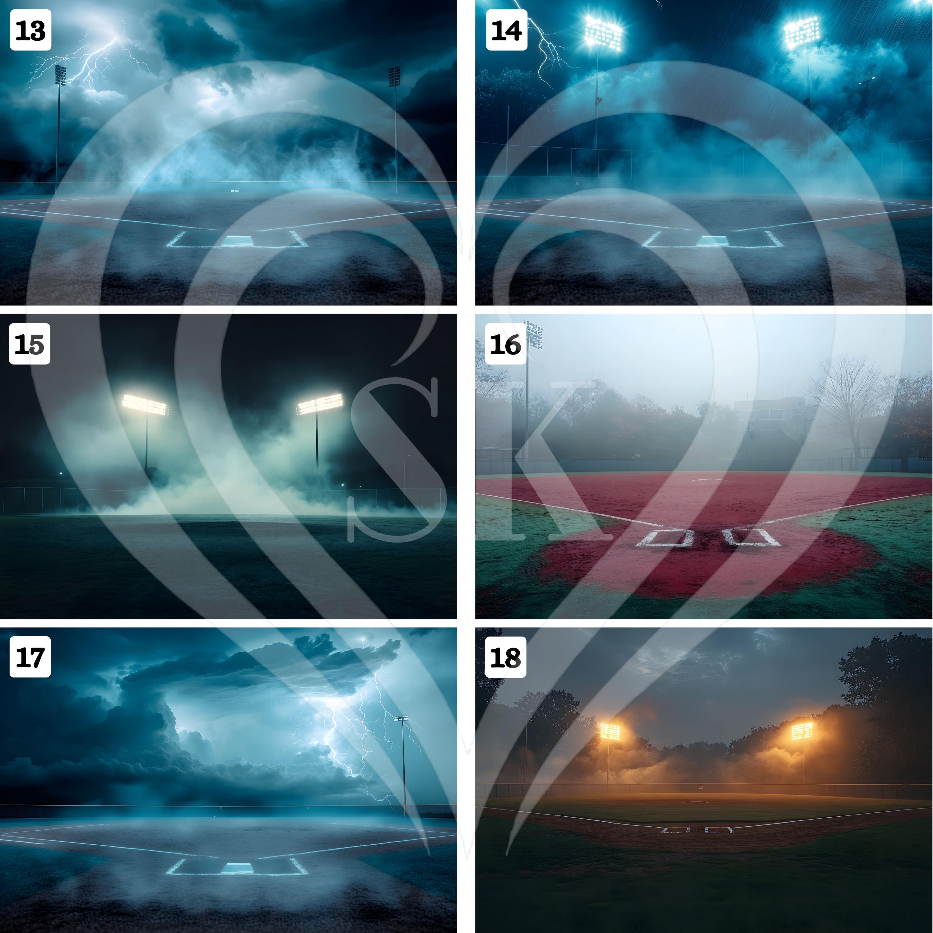 Softball Field Stadium DIGITAL BACKDROP Grass Pitch Ground Arena Lights ...