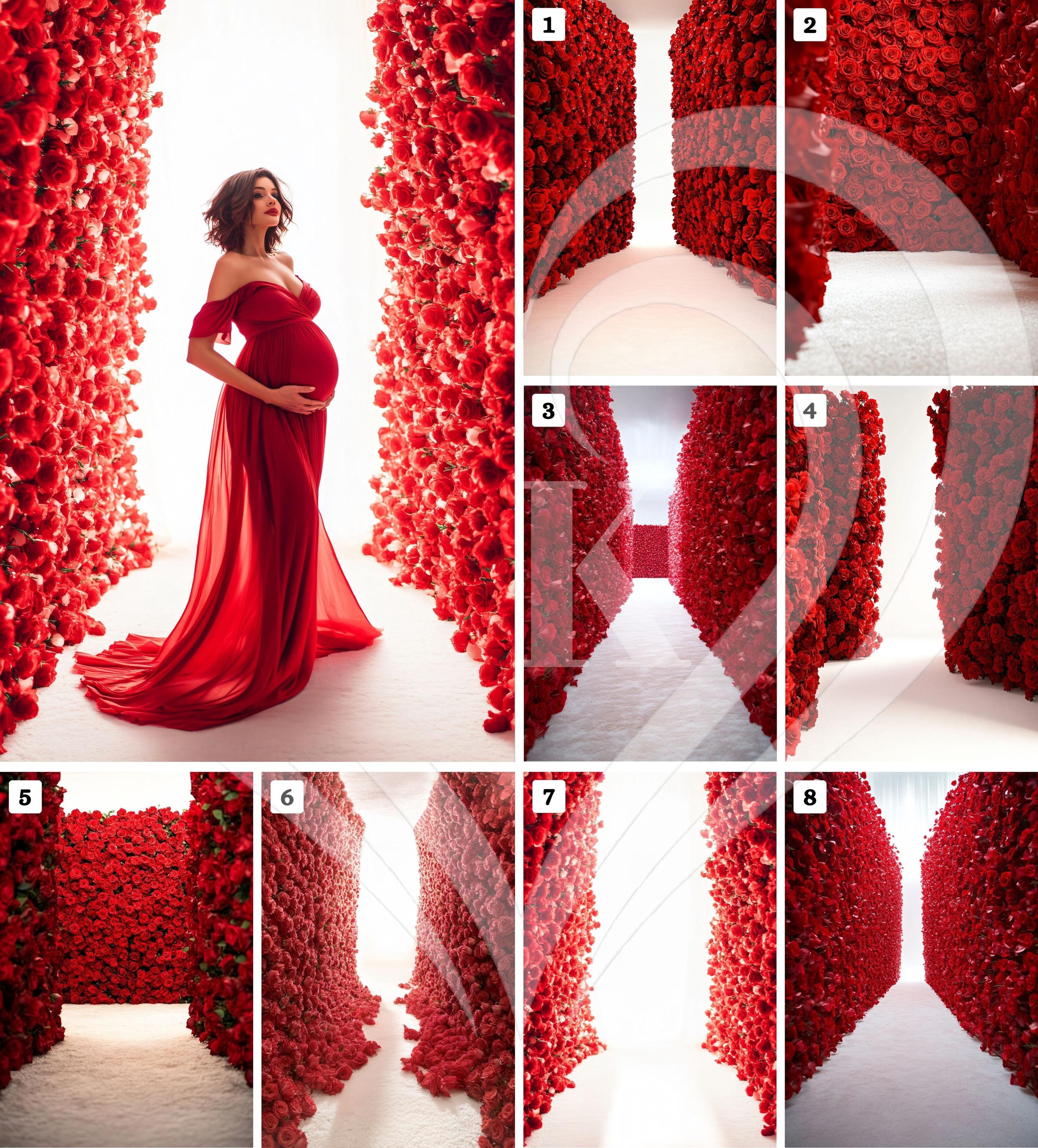 BACKLIT FLOWER WALL Digital Backdrop | Romantic Rose Fashion Tunnel ...