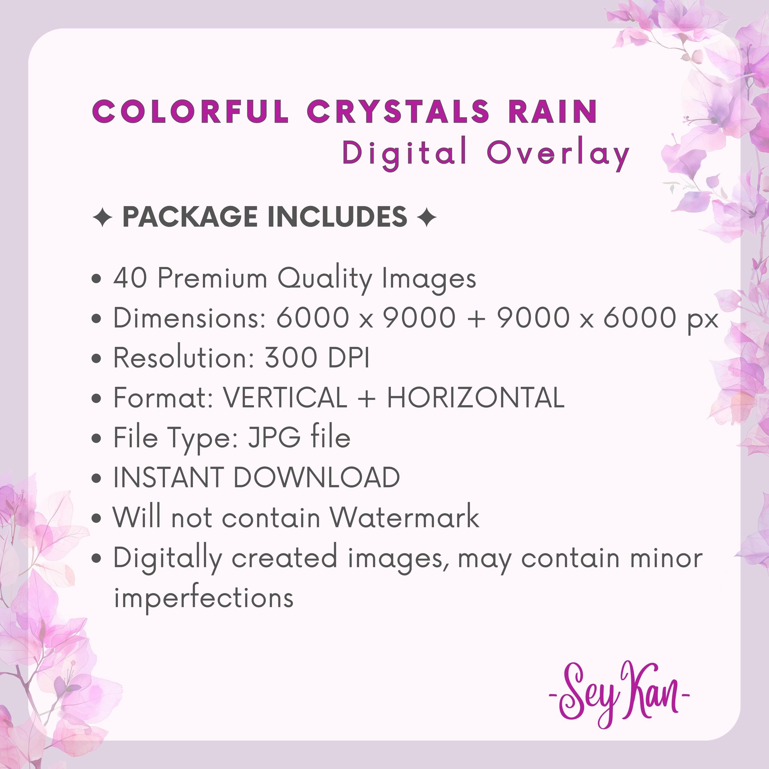 Colorful Crystals Rain DIGITAL OVERLAY Scattered Hanging Color Diamonds ...
