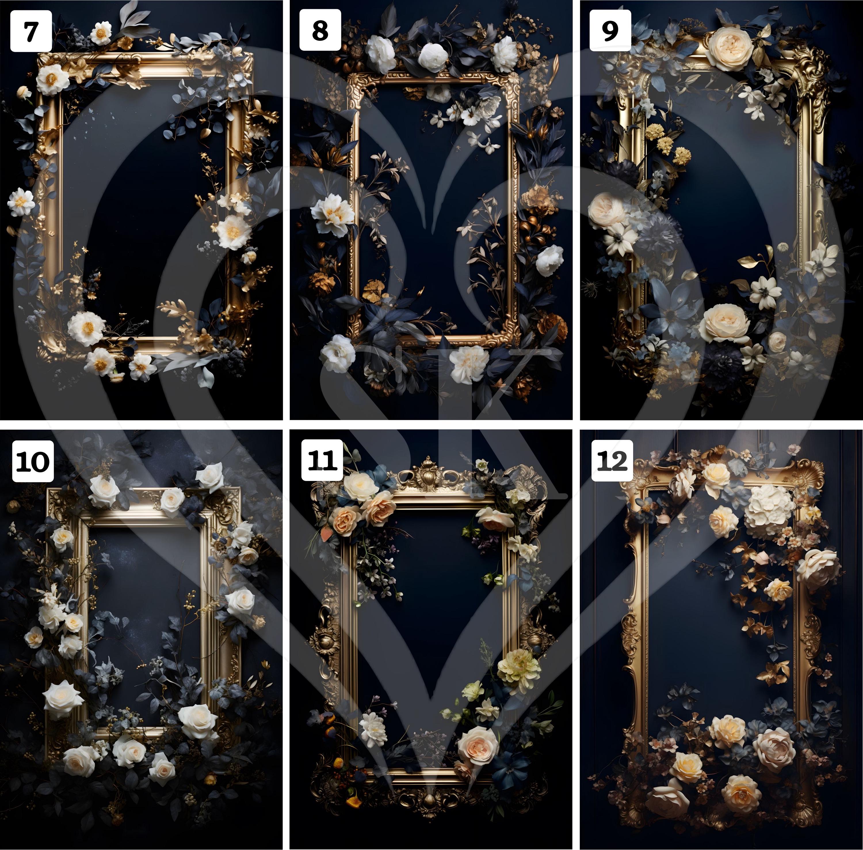 Dark Moody Floral Frames BACKDROP Dark Flower Frame for Maternity ...