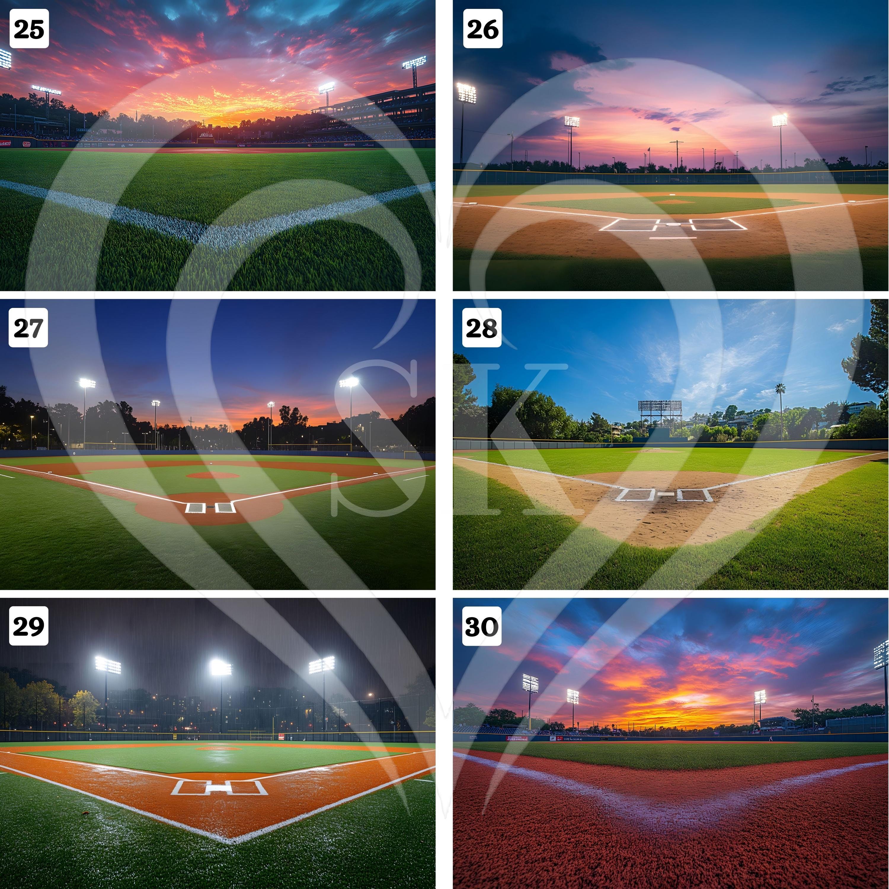 Softball Field Stadium DIGITAL BACKDROP Grass Pitch Ground Arena Lights ...