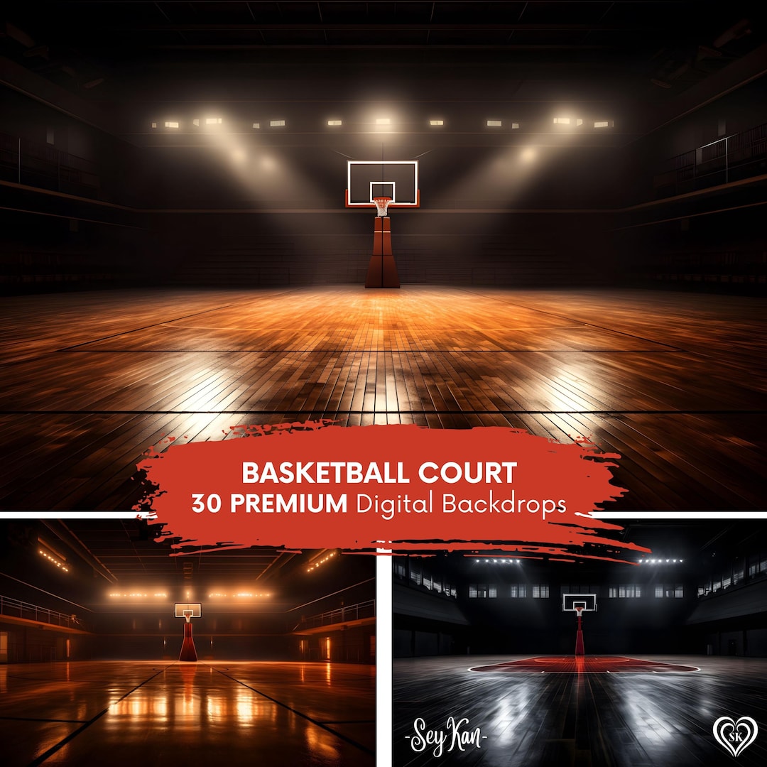 Basketball Court BACKDROP Basket Photo Theme Hoop Arena Lights Sport ...