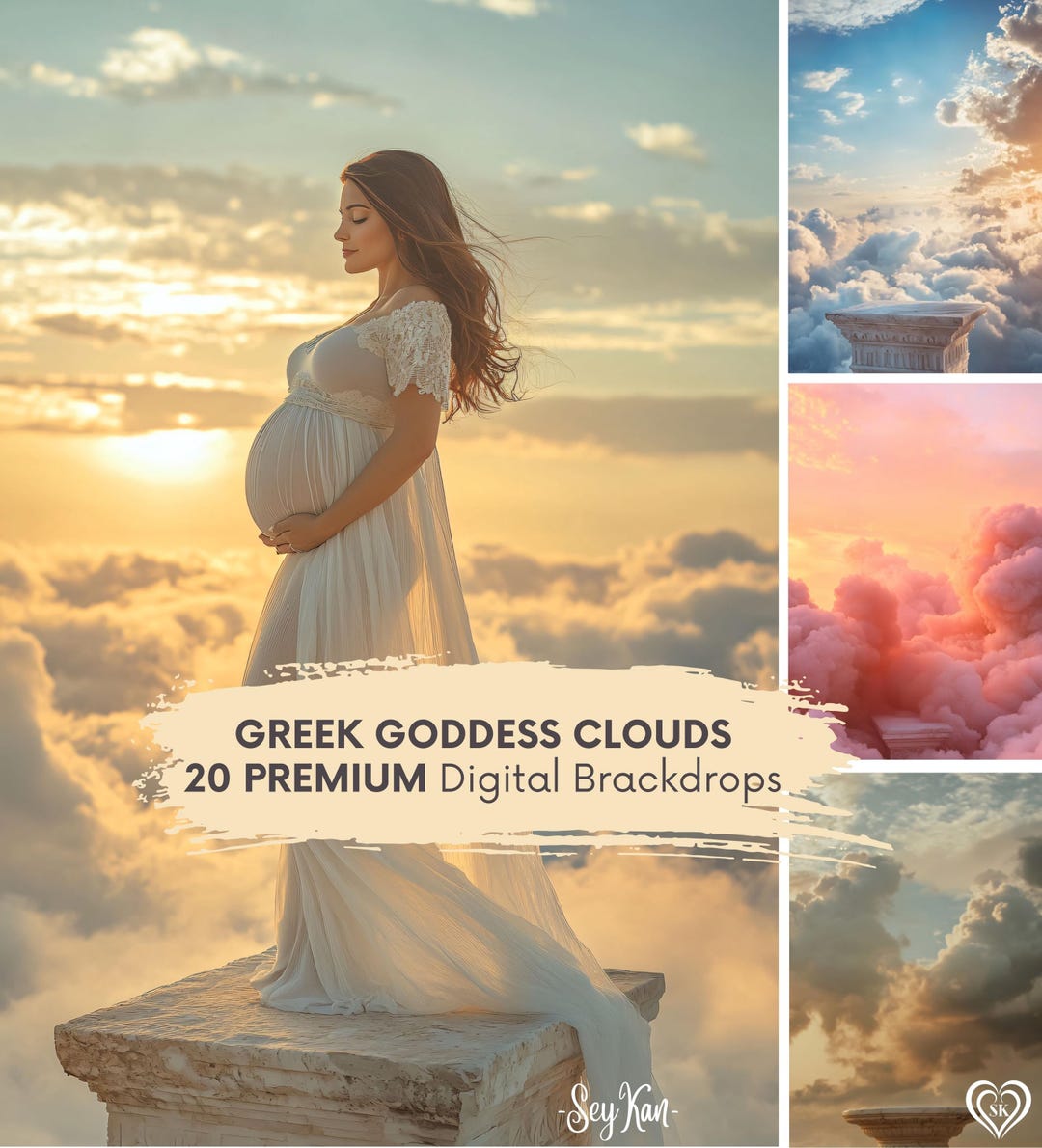 Greek Goddess Clouds BACKDROP Backlit Dream Heaven Cloud Sky Portrait ...