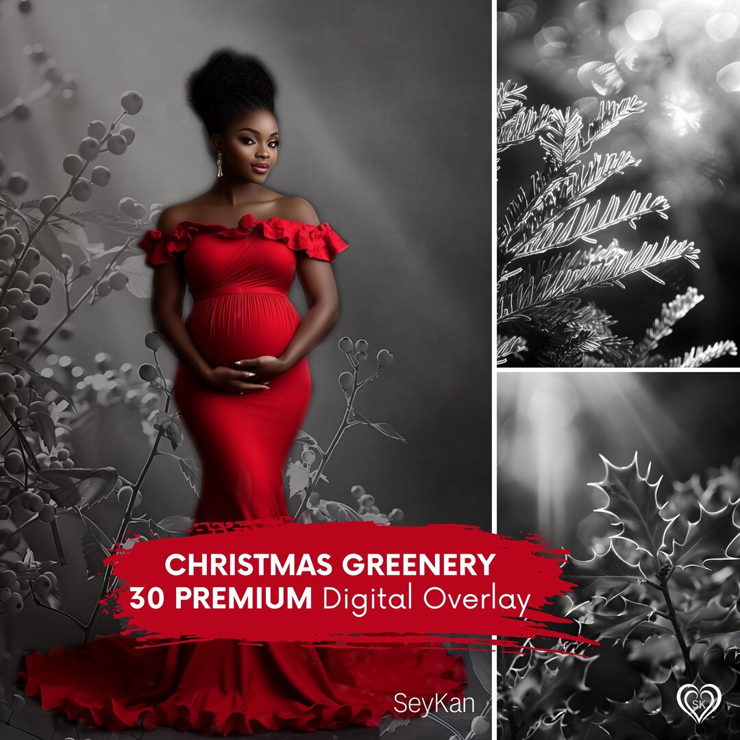CHRISTMAS GREENERY Digital Overlay | Xmas Leaf Branch Foliage Shadow ...