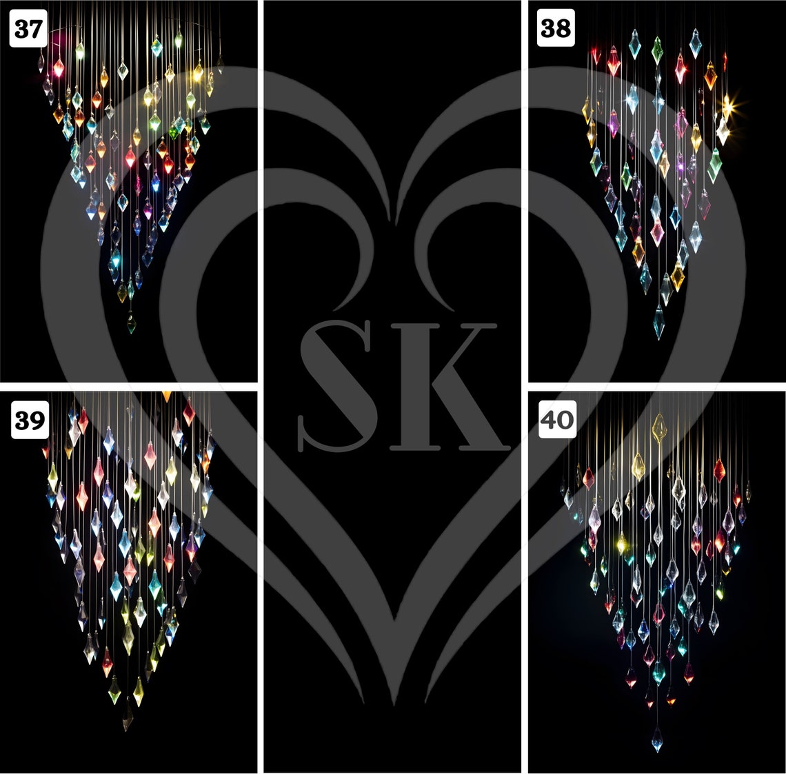 Colorful Crystals Rain DIGITAL OVERLAY Scattered Hanging Color Diamonds ...