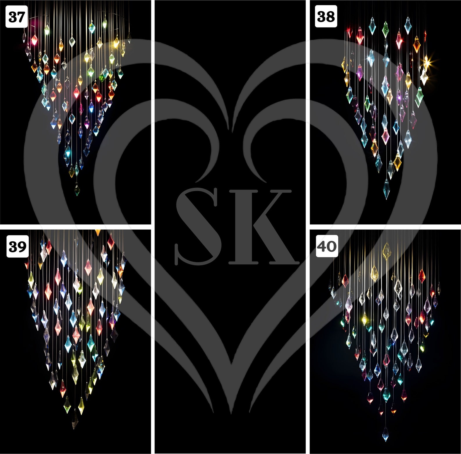 COLORFUL CRYSTALS RAIN Digital Overlay | Hanging Jewel Curtain Sparkle ...