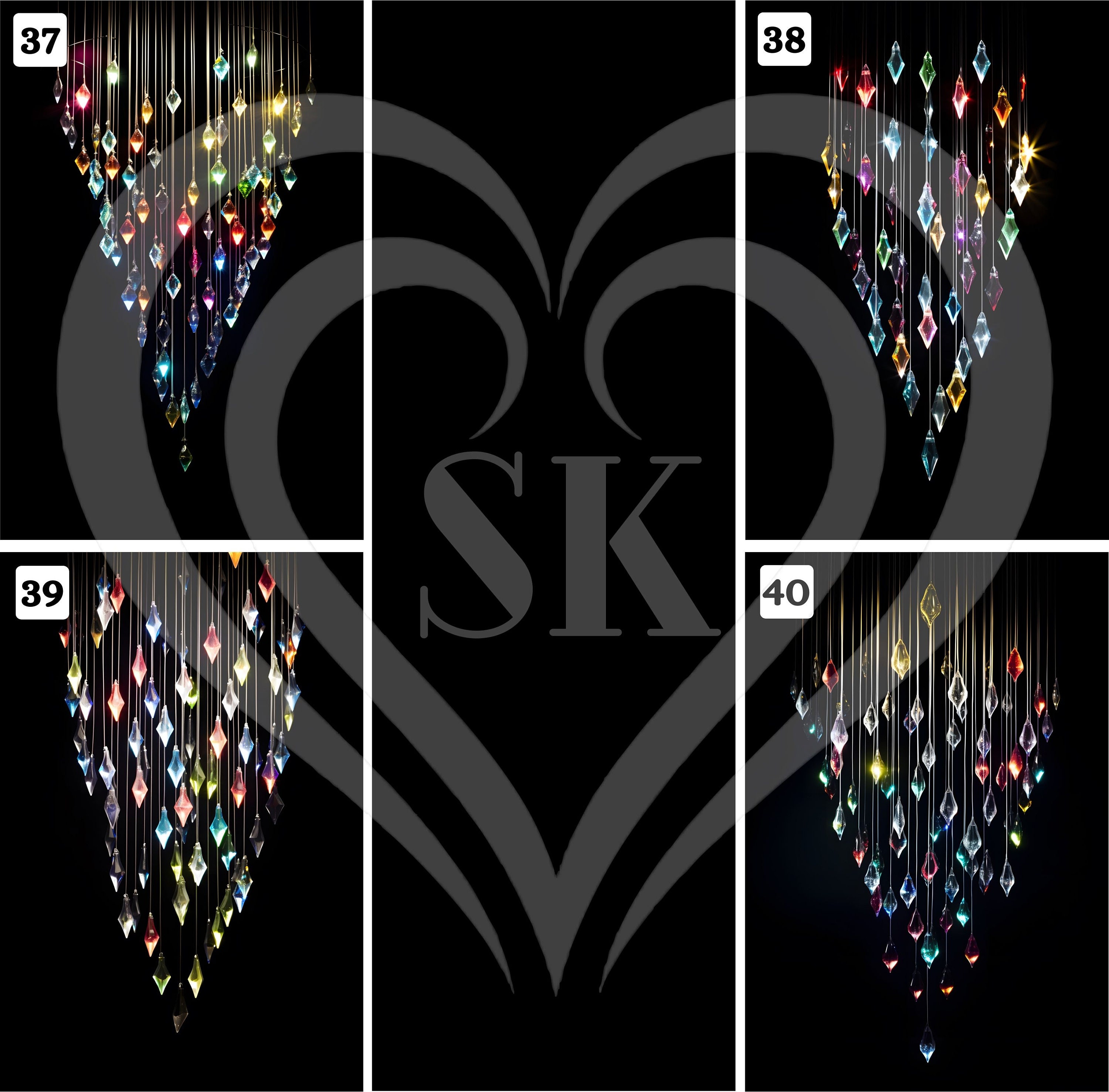 COLORFUL CRYSTALS RAIN Digital Overlay | Hanging Jewel Curtain Sparkle ...