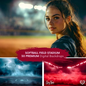 Softball Field Stadium DIGITAL BACKDROP Grass Pitch Ground Arena Lights ...