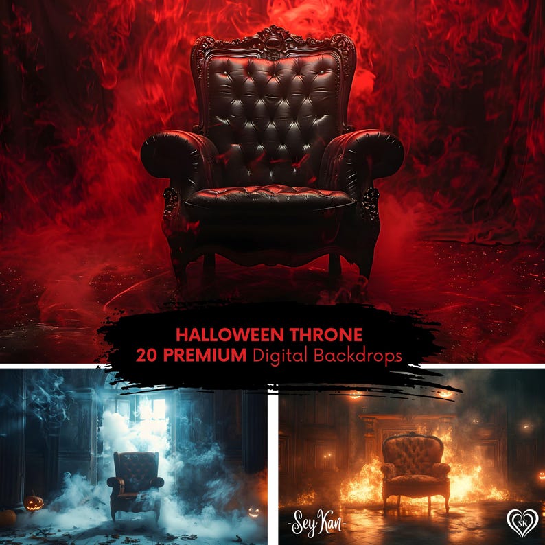 Halloween Throne DIGITAL BACKDROP Dark Elegance Fantasy Gothic Armchair ...