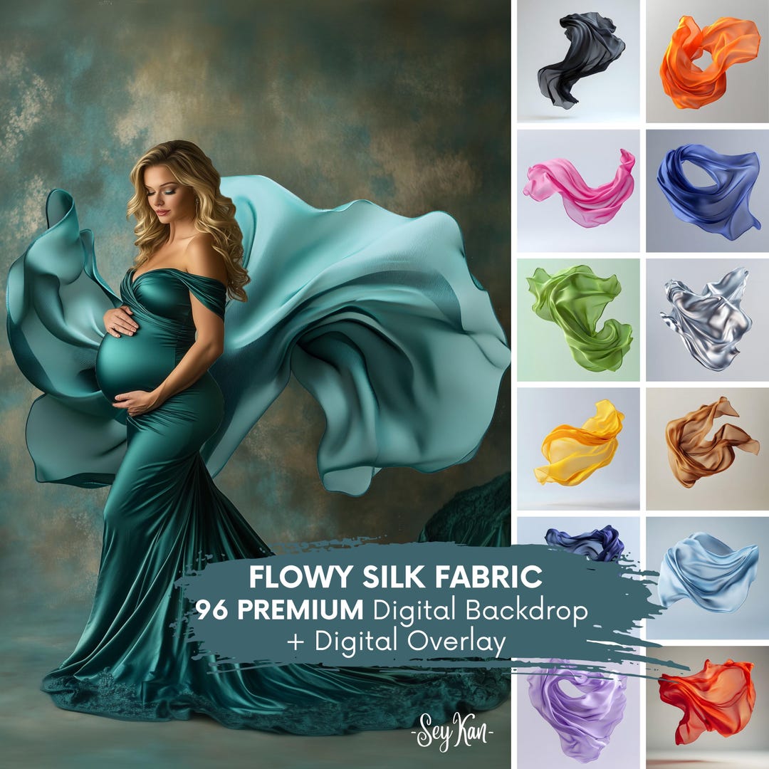 Flowy Silk Fabric BACKDROP & OVERLAY Waving Fabric Flying Flowing Cloth ...