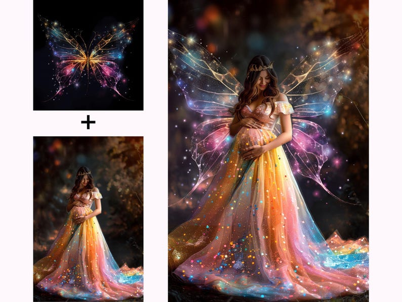 COLORFUL FAIRY WINGS Digital Overlay | Magical Sparkle Fantasy Edit ...