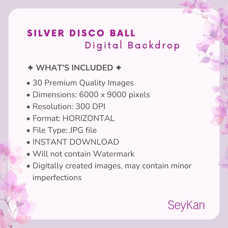 SILVER DISCO BALL Digital Backdrop | Glam Glitter Mirror Sphere Glow ...