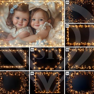 Christmas Lights Photo Frame OVERLAY Xmas Gold Fairy Lights for Family ...