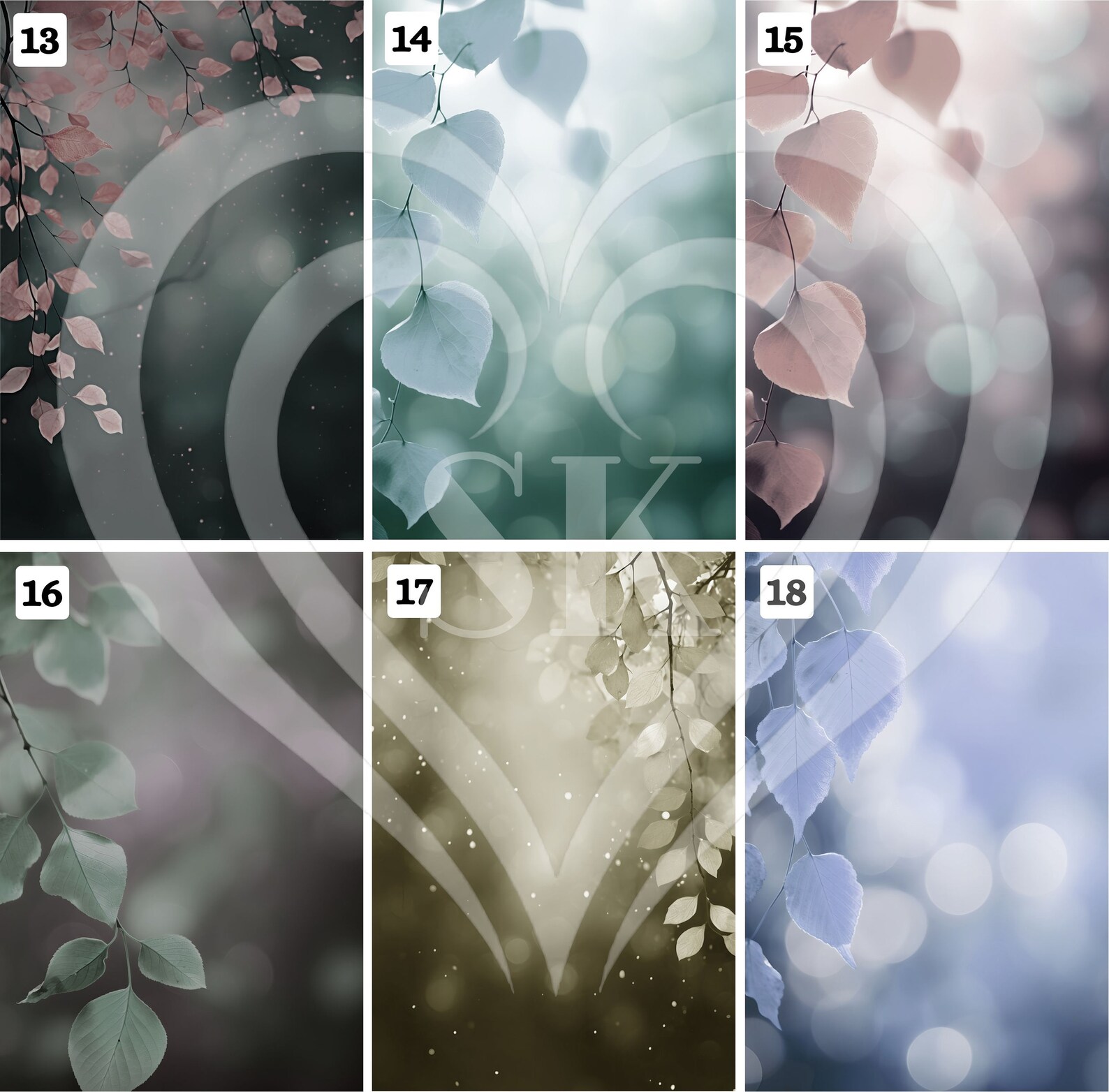 30 Pastel Floral Branch DIGITAL OVERLAY Fine Art Botanical Leaves ...