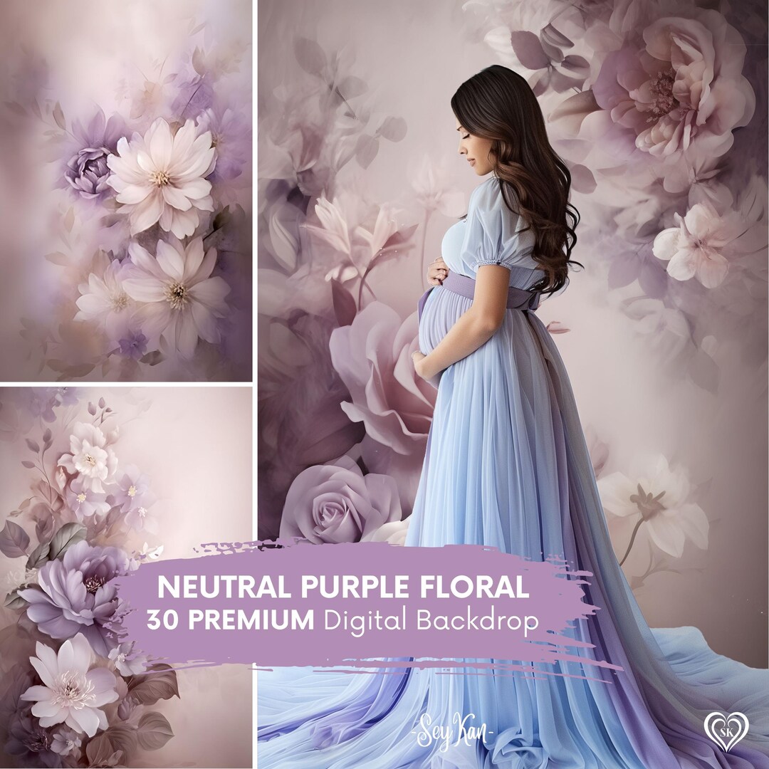 Neutral Purple Floral BACKDROP Fine Art Portrait Flower Texture ...